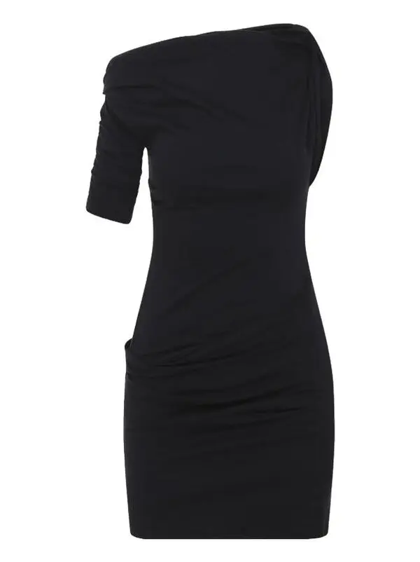 Jacquemus One-shoulder Ruched Dress - Black