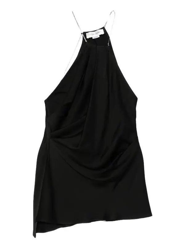 Victoria Beckham Halterneck Draped Top - Black