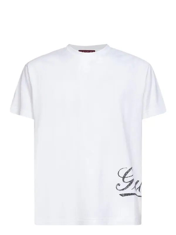 Gucci White Cotton Jersey Logo-printed T-shirt - Multicolor