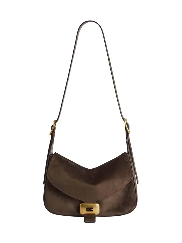 Balenciaga Nutmeg Suede Calfskin Clicca Shoulder Bag - Multicolor
