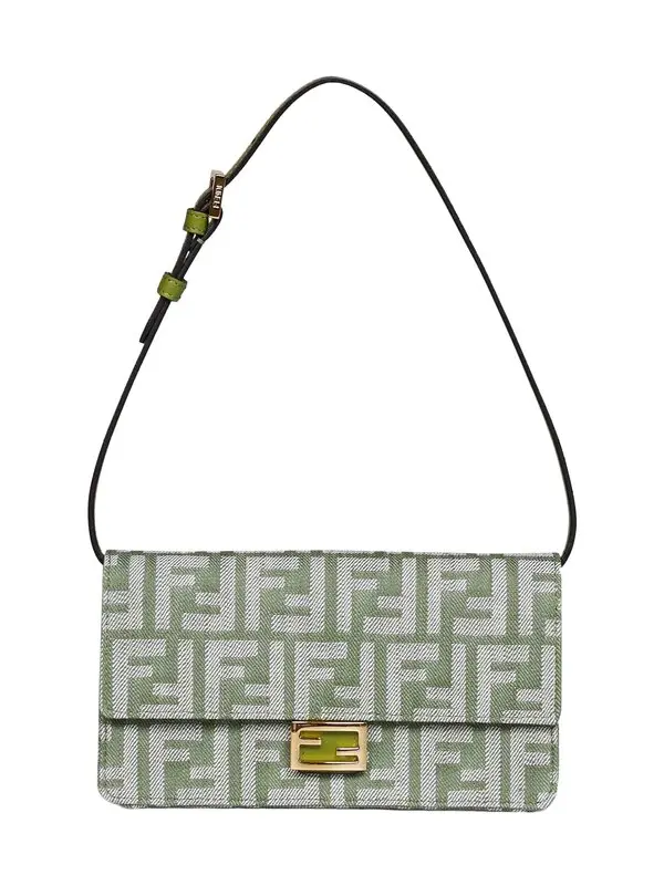 Fendi Ff Jacquard Denim-effect Baguette Wallet On Chain - Multicolor
