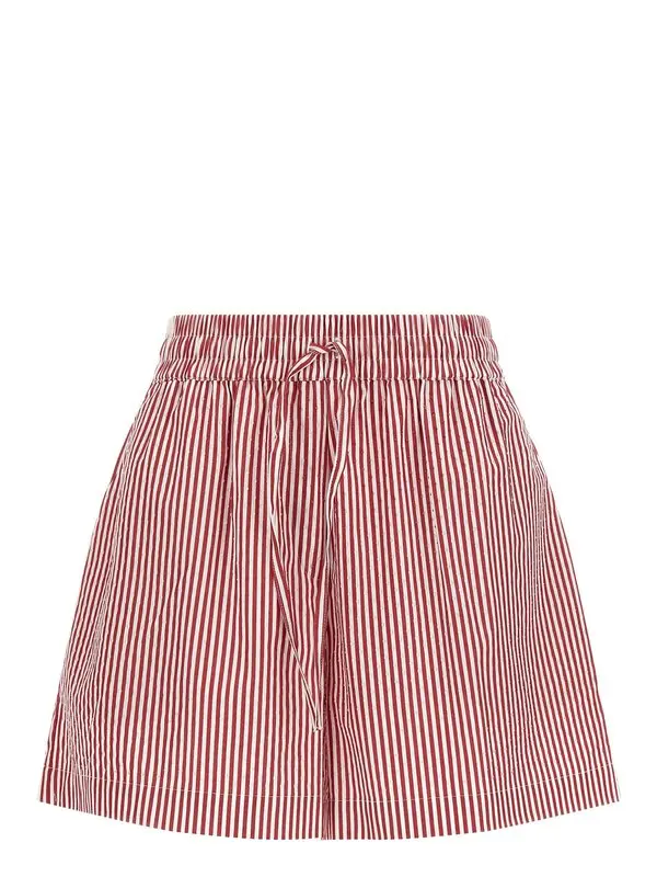 P.a.r.o.s.h Striped Cotton Poplin Shorts With All-over Rhinestones - Red