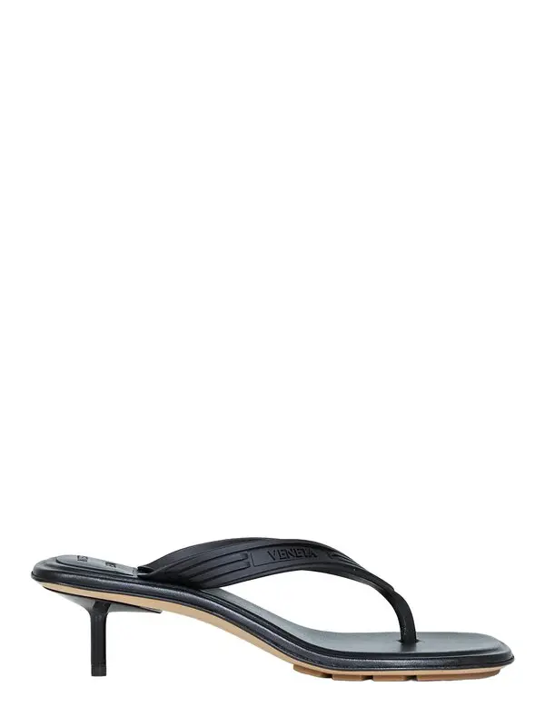 Bottega Veneta Black Matte Rubber Sampieri Thong Sandals - Multicolor
