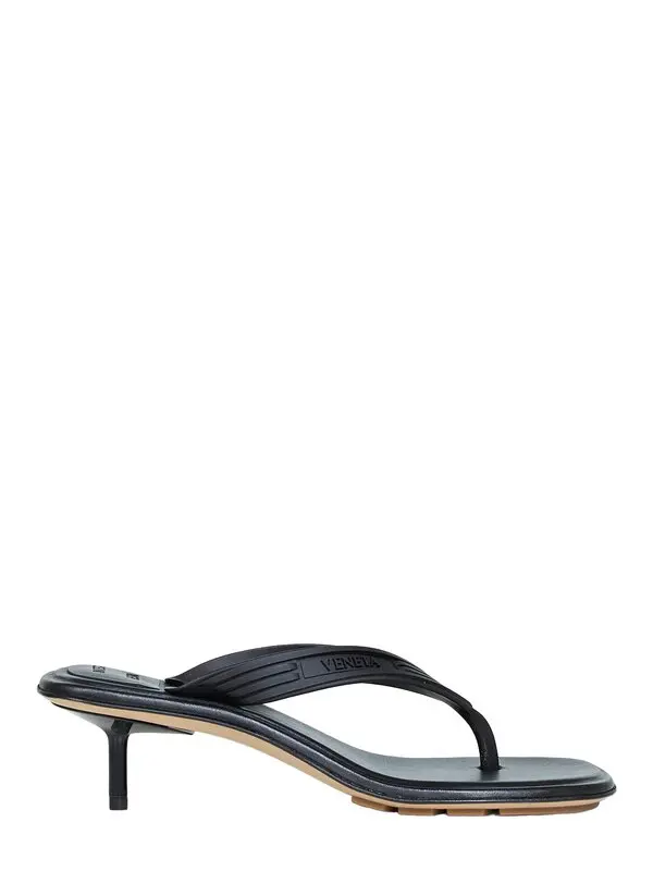 Bottega Veneta Black Matte Rubber Sampieri Thong Sandals - Multicolor