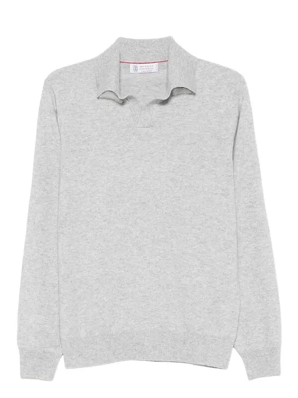 Brunello Cucinelli Ribbed Knit Half-zip Jumper - Gray