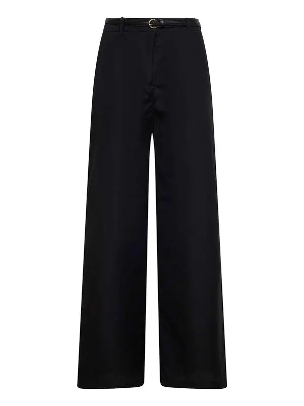 Max Mara Black Poplin Wide Leg Trousers - Multicolor