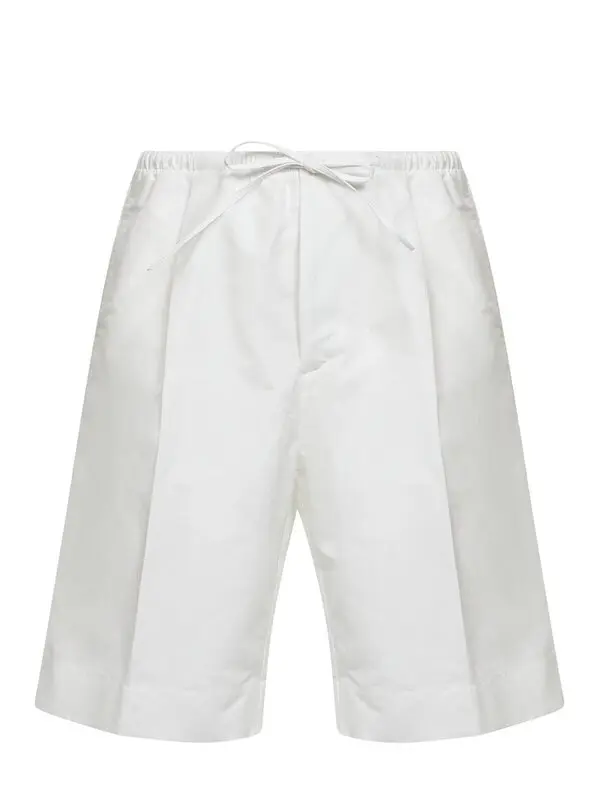 Bottega Veneta Chalk Cotton Poplin Pleated Bermuda Shorts - Multicolor