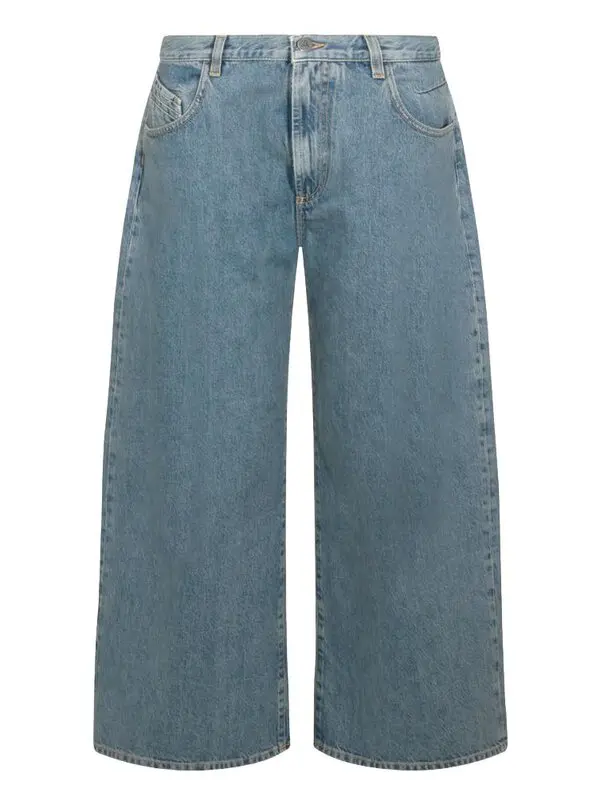 Attico Cotton Wide-leg Jeans - Blue
