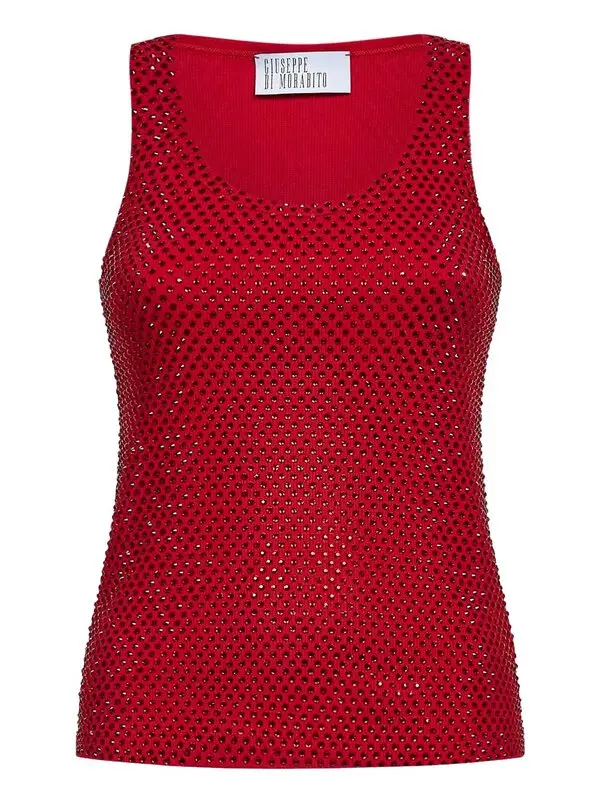 Giuseppe Di Morabito Crystal-embellished Stretch Cotton Knit Tank Top - Multicolor