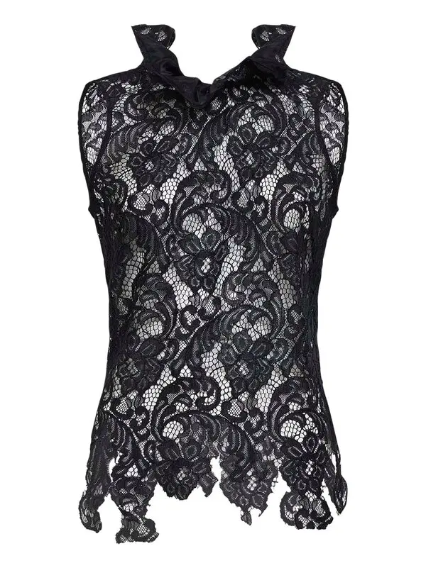 Giuseppe Di Morabito Black Lace Asymmetric Top - Multicolor