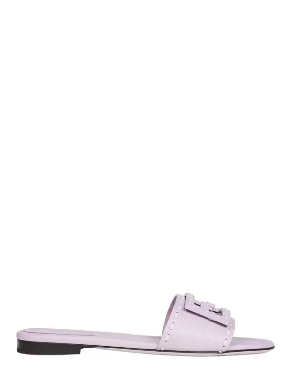 Fendi Lilac Leather Baguette Slides - Multicolor