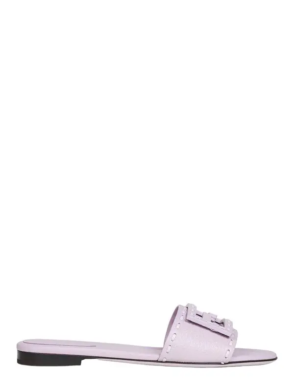 Fendi Lilac Leather Baguette Slides - Multicolor