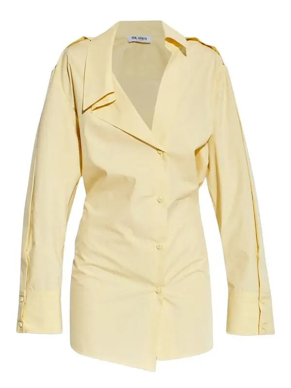 Attico Long Sleeve Collared Button-up Dress - Yellow