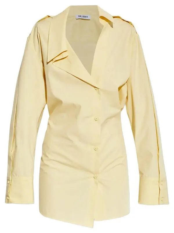 Attico Long Sleeve Collared Button-up Dress - Yellow