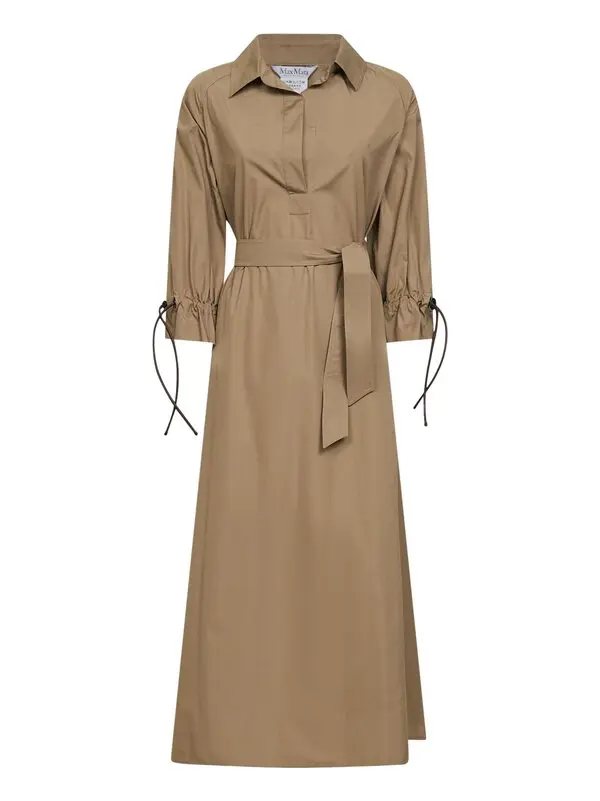 Max Mara Khaki Green Cotton Poplin Oversized Dress - Multicolor