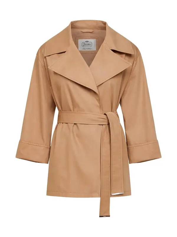 Herno Cotton Gabardine Belted Raincoat - Multicolor
