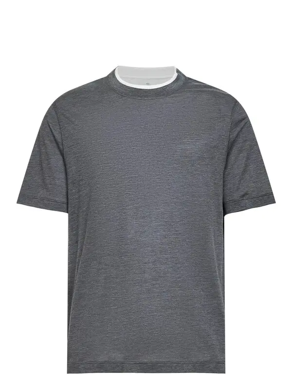 Brunello Cucinelli Dark Grey Jersey Faux Layering T-shirt - Multicolor