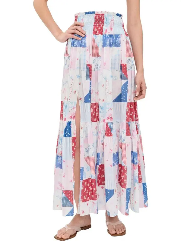 LoveShackFancy Patchwork Maxi Skirt - Blueberry Sundae