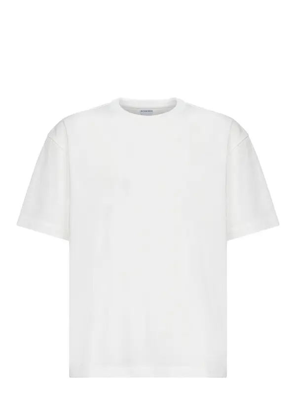 Bottega Veneta Chalk Cotton Jersey T-shirt With Intrecciato Patch - Multicolor