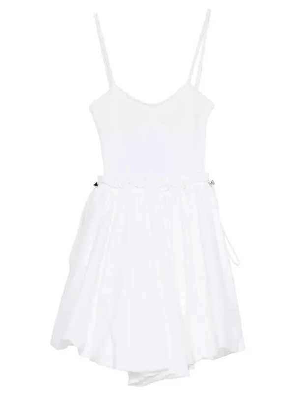 Attico Cotton Blend Peplum Hem Dress - White
