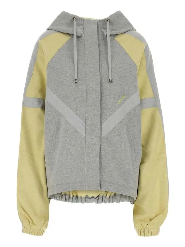 Attico Two-tone Bomber Jacket With Drawstring Details - Gray