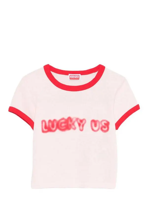 Kenzo Graphic Ringer Trim Cropped T-shirt - Pink