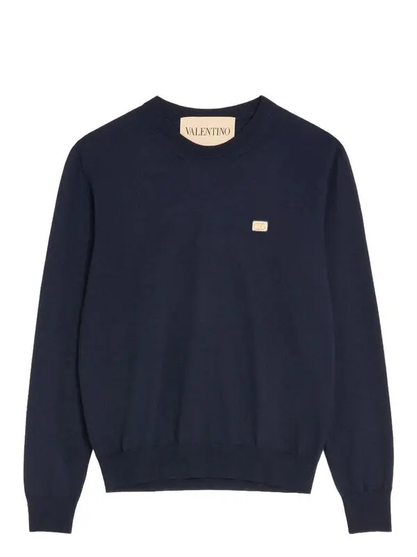 Valentino Garavani Vlogo Patch Wool Sweater - Blue