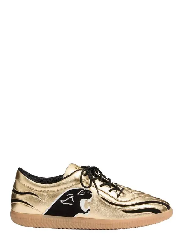 Valentino Garavani Tone Panther Patch Lace-up Trainers - Gold