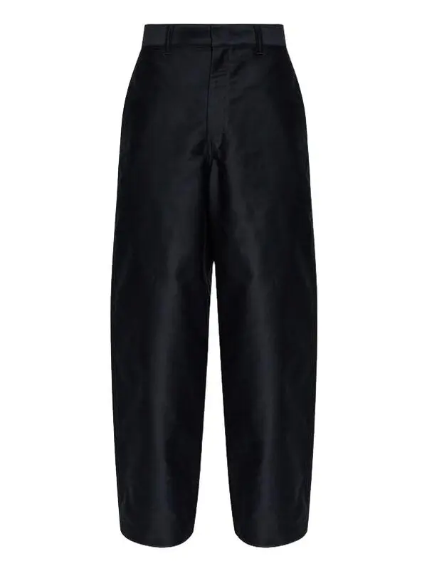 LEMAIRE Wide-leg Cotton Trousers - Black