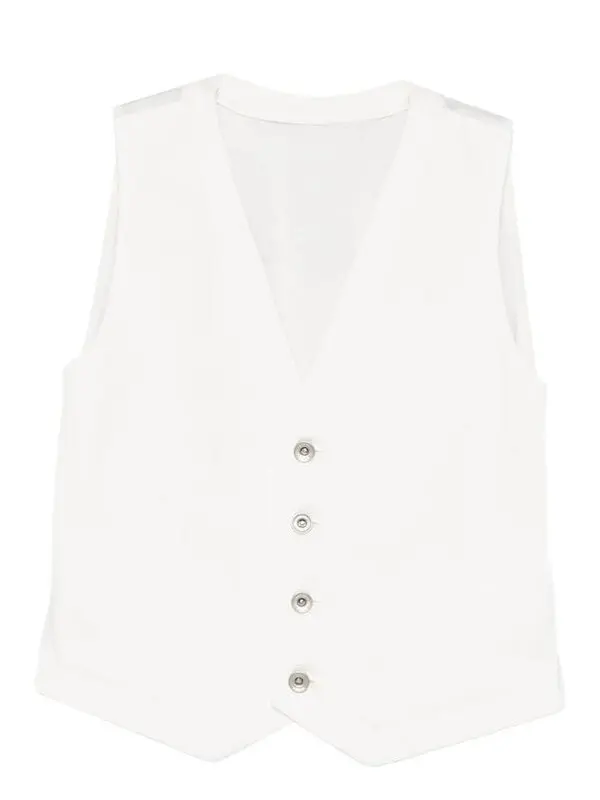 Sacai Sleeveless V-neck Waistcoat With Button Fastening And Drawstring Detail - White