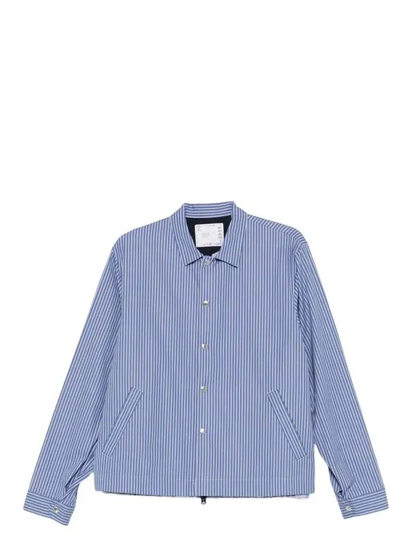 Sacai Striped Shirt Jacket - Blue