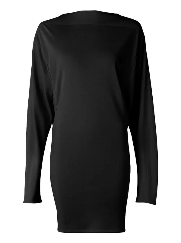 Jacquemus Boat Neck Long Sleeve Draped Cut-out Dress - Black