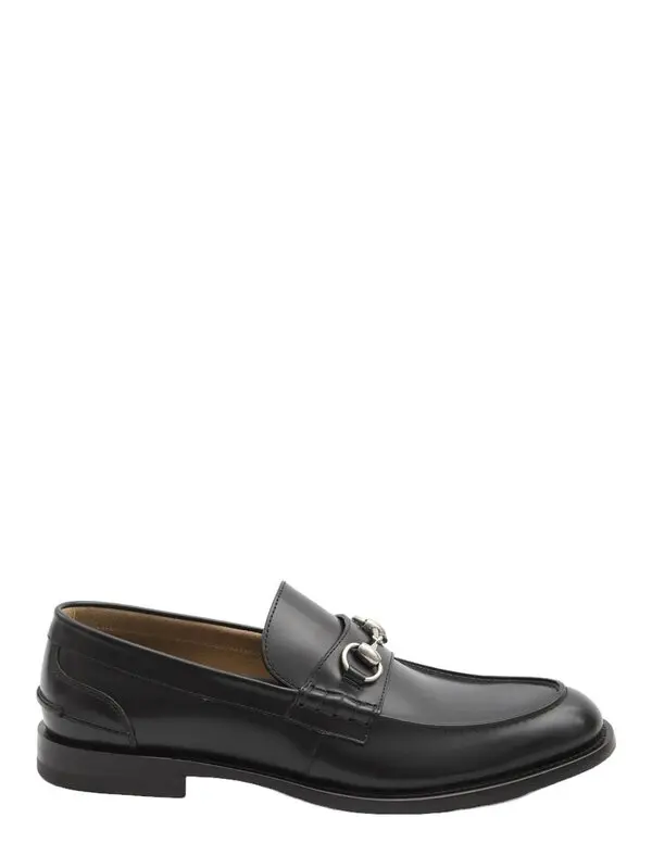 Gucci Leather Horsebit Detail Loafers - Black