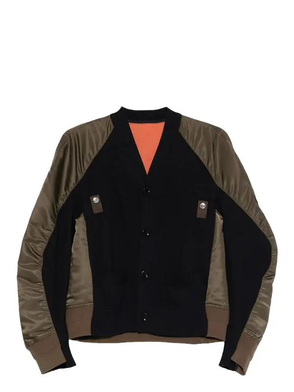Sacai Khaki Cotton Blend Cardigan - Green