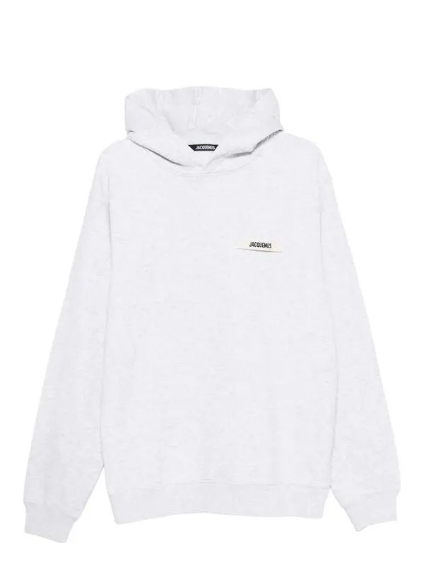 Jacquemus Light Grey Cotton Patch Hoodie - Gray