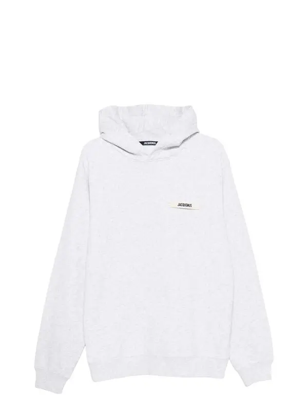 Jacquemus Light Grey Cotton Patch Hoodie - Gray