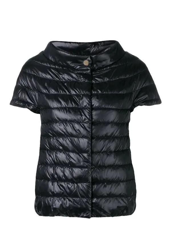 Herno Goose Down Padded Quilted Short Sleeve Jacket - Black