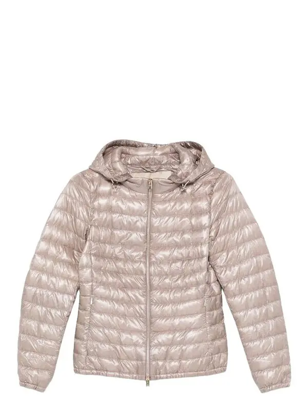 Herno Quilted Hooded Zip Up Down Jacket - Pink