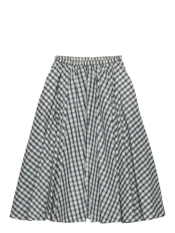 Prada Full Skirt With Check Print - Blue