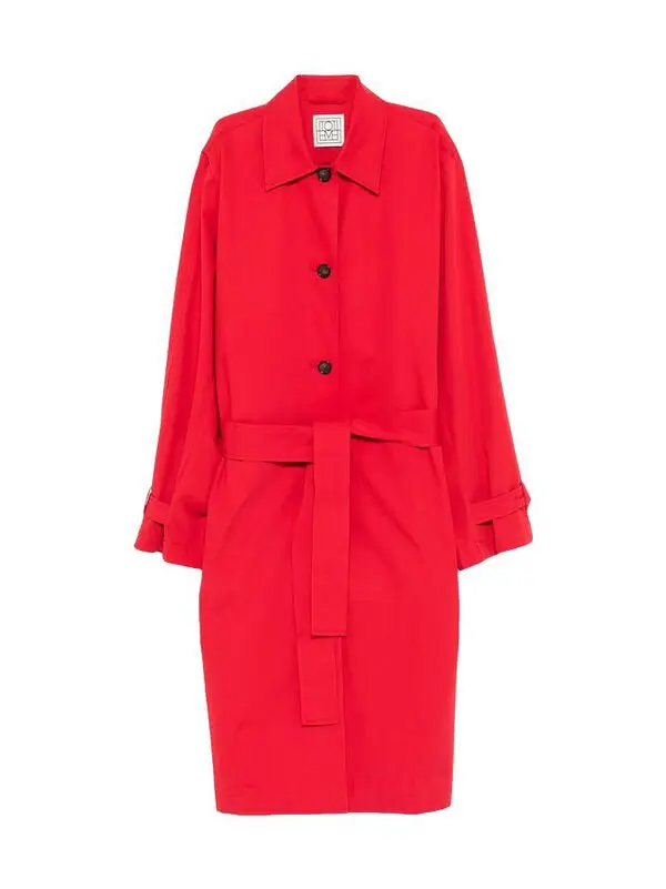 TOTEME Single-breasted Coat In Organic Cotton - Red
