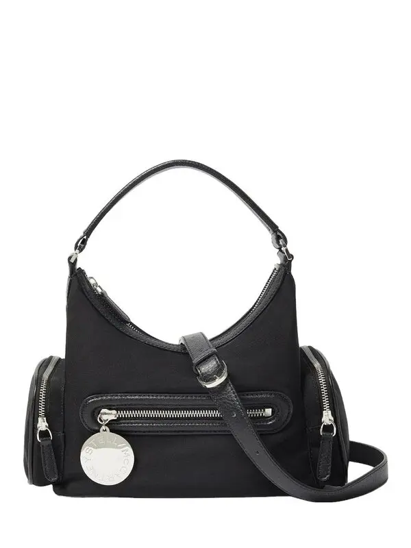 Stella McCartney Top Handle Shoulder Bag With Logo Charm - Black