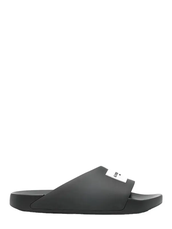Givenchy Logo Detail Open Toe Flat Sole Slides - Black