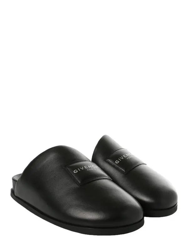 Givenchy Leather Logo Patch Slip-on Mules - Black