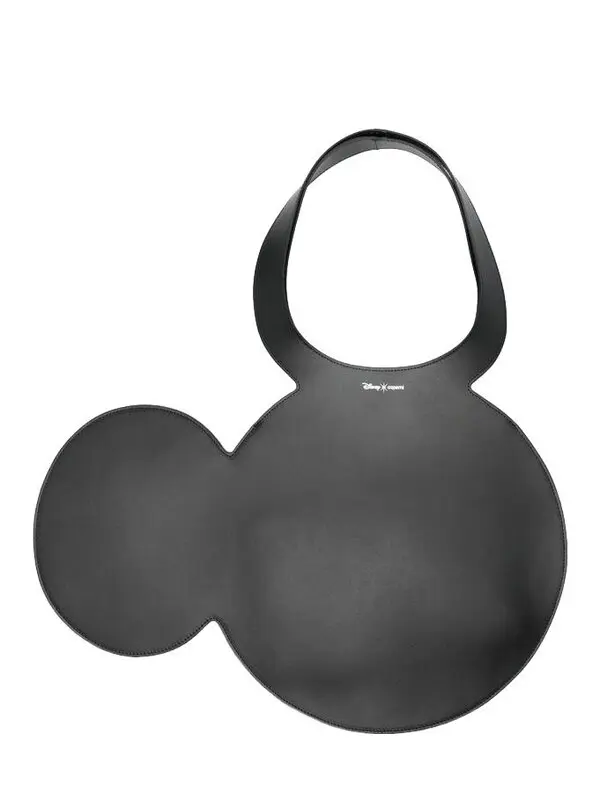 Coperni Leather Mickey Mouse Shape Logo Detail Tote Bag - Black