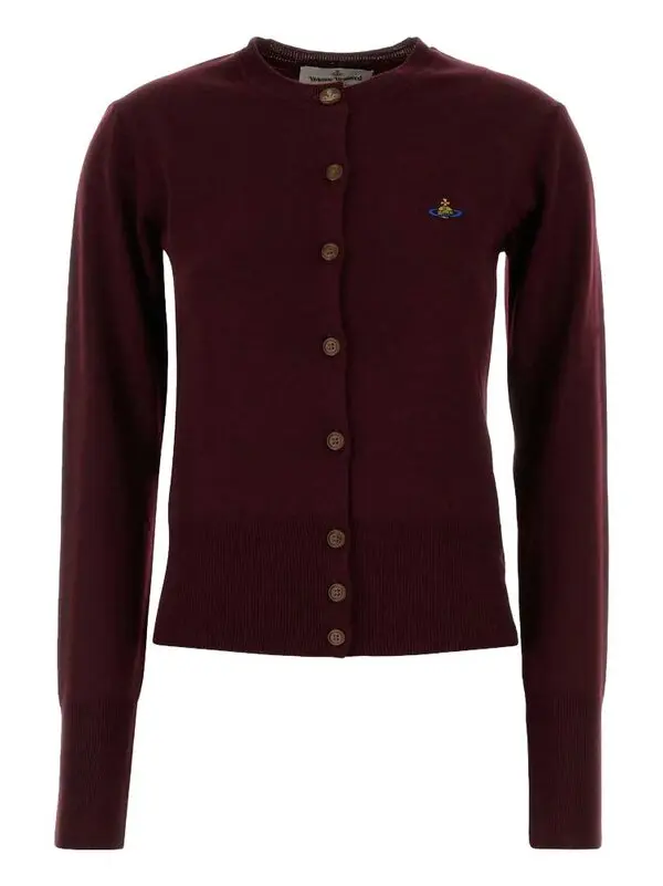 VIVIENNE WESTWOOD Burgundy Virgin Wool Cardigan - Red
