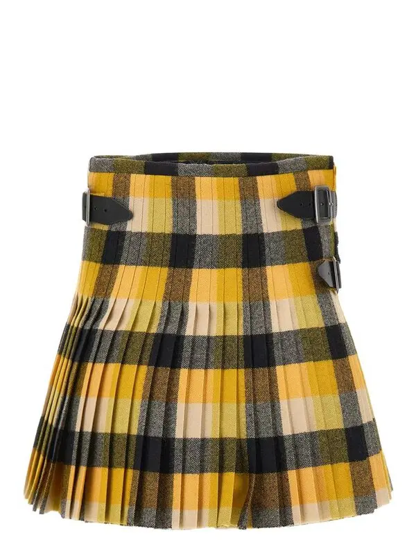 VIVIENNE WESTWOOD Pleated Kilt Skirt With Silver-tone Buckles - Yellow