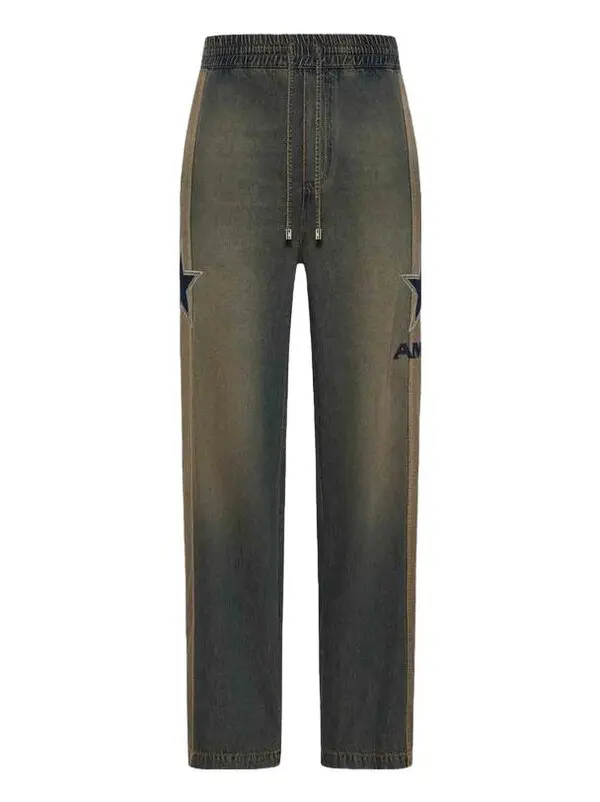 Amiri Star Motif Wide-leg Jeans - Blue