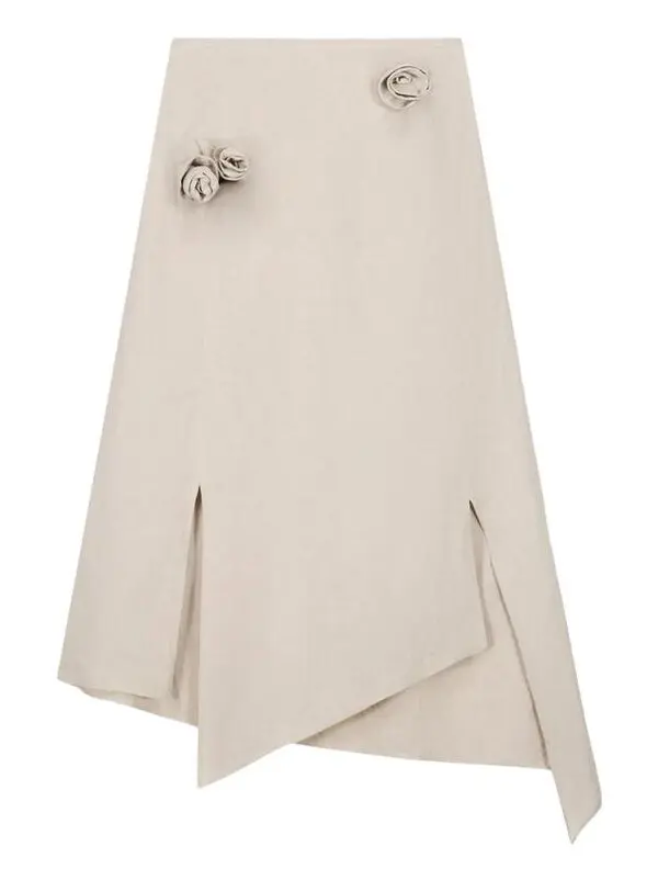 Coperni Asymmetric Skirt With Floral Detail - Cream