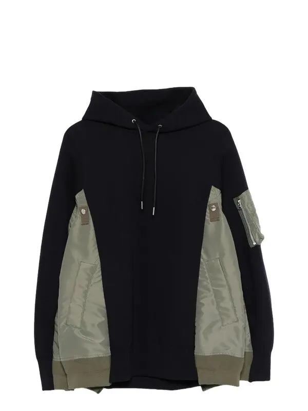 Sacai Paneled Drawstring Hoodie - Blue