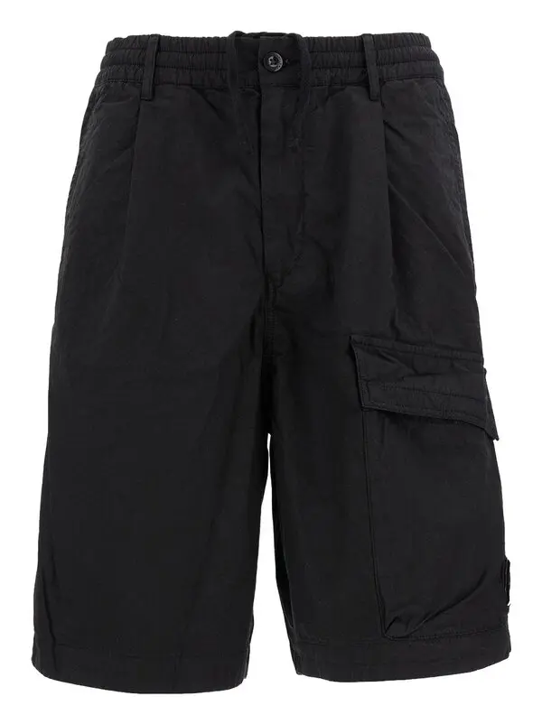 C.P. COMPANY Black Cargo Shorts With Lens Detail - Multicolor